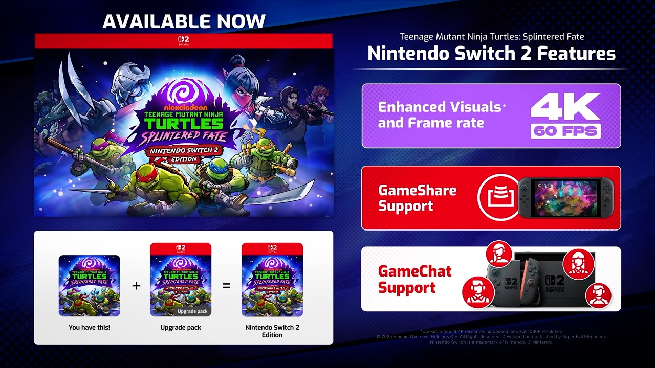 Teenage Mutant Ninja Turtles Splintered Fate official Nintendo Switch 2 ...