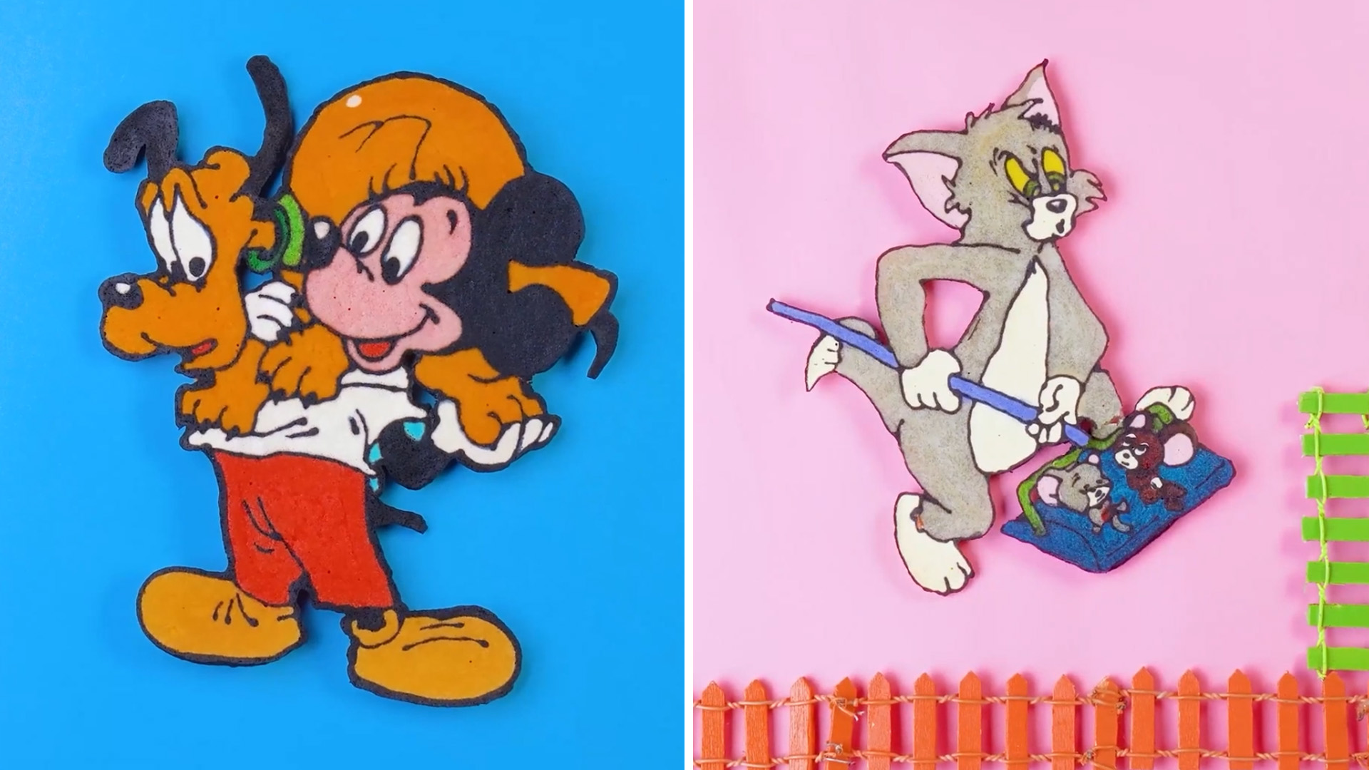 Minnie and Pluto meet Tom and Jerry in cookie form