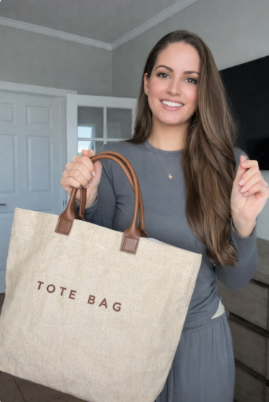 Khaki beach bag that works as a purse too