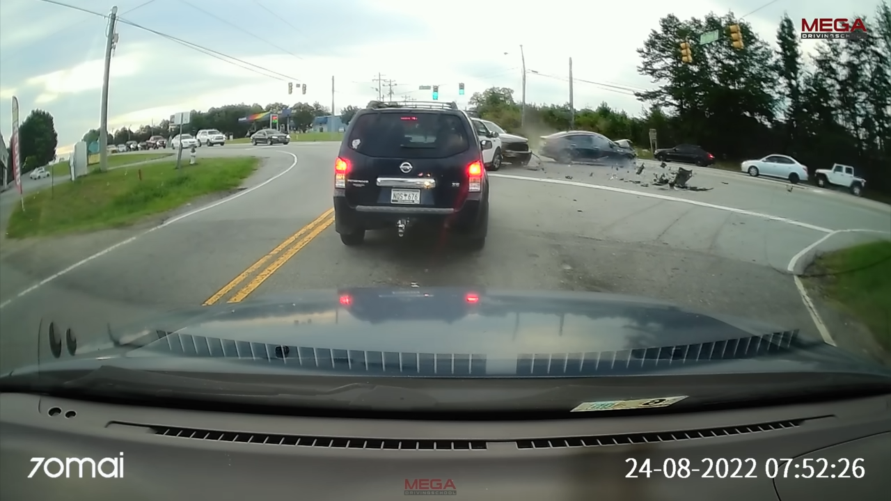 Car crash leaves a trail of chaos after sudden collision