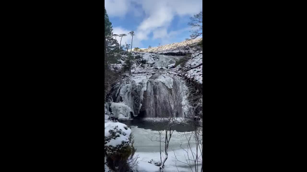 Icy waterfall transforms the Isle of Skye into a winter wonderland in ...