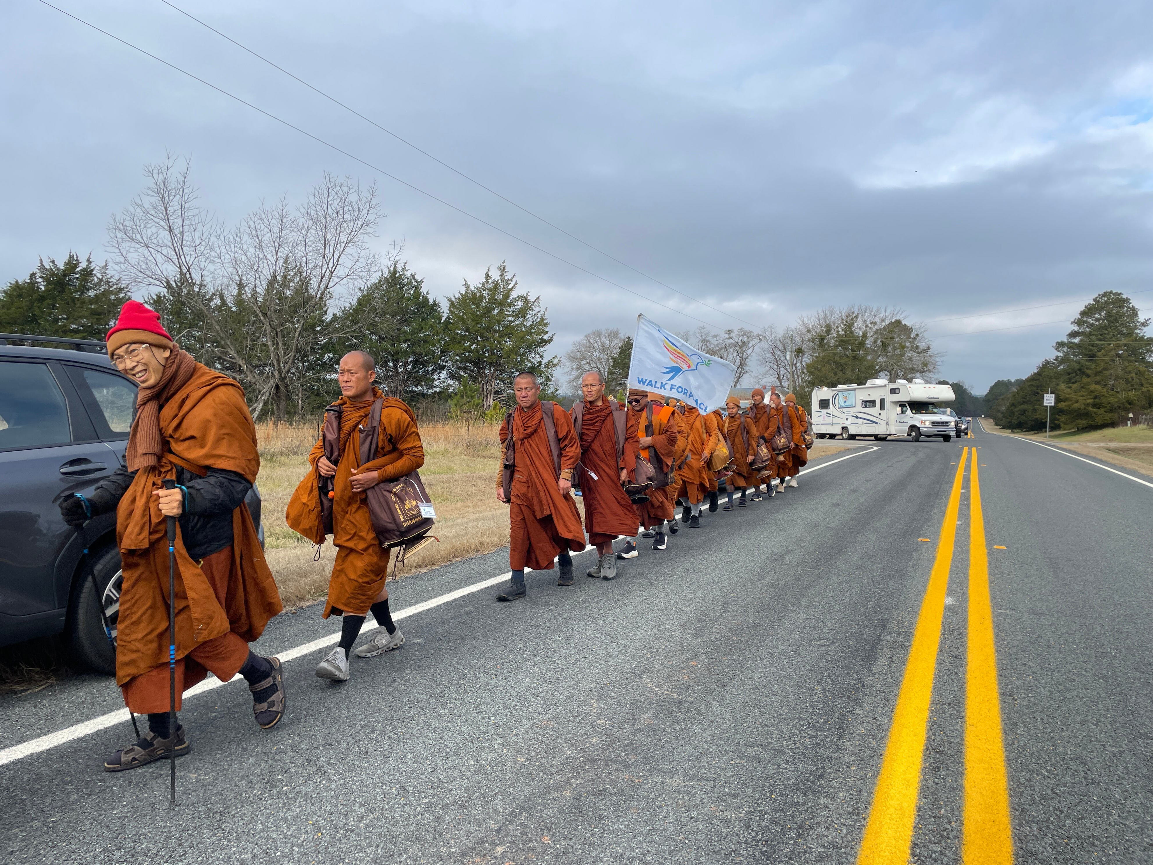 Buddhist monks hope 'peace will bloom' during journey to DC
