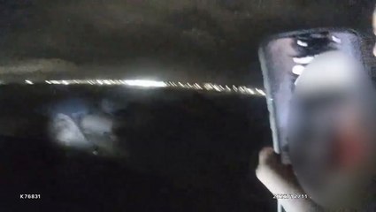 Quick-thinking police officers form human chain to save woman from sea