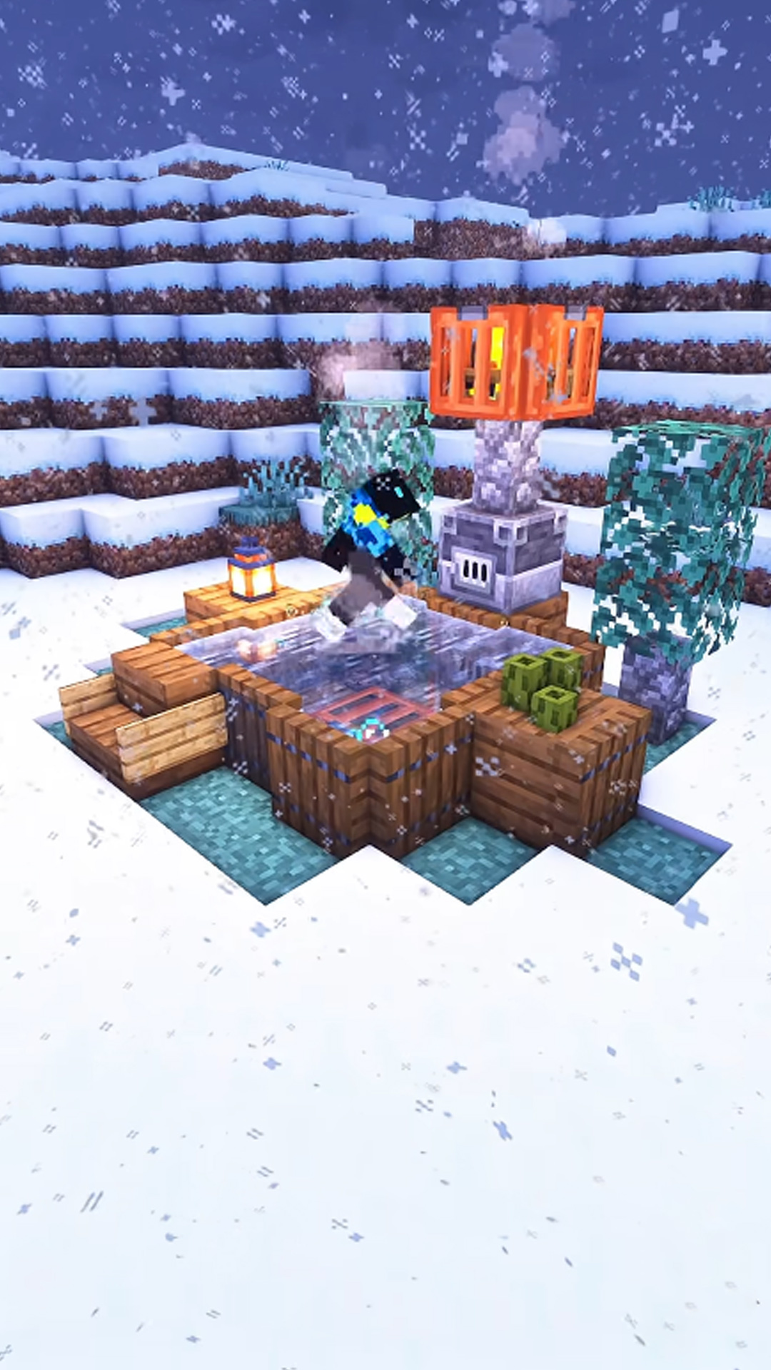 Building a hot tub in Minecraft