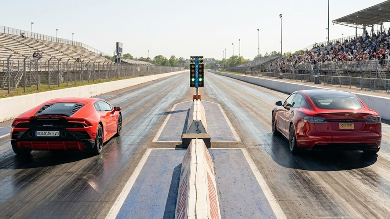 Tesla Plaid vs Huracan EVO