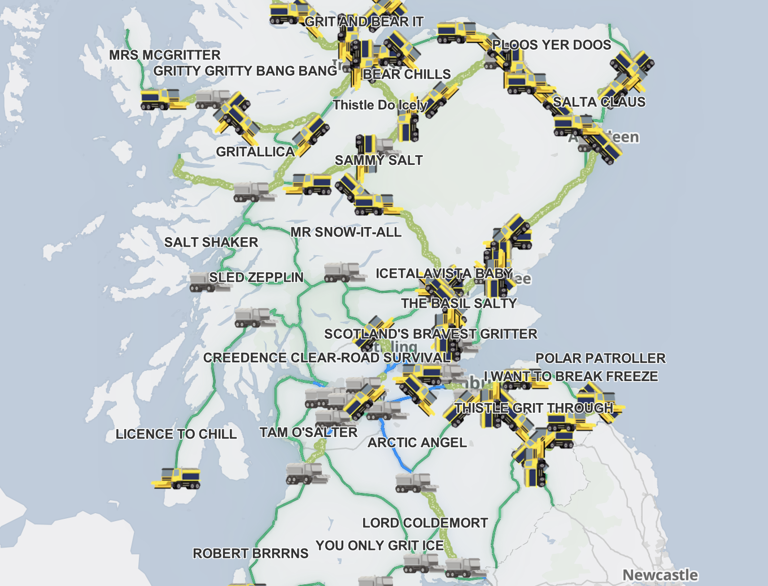 Scotland’s team of wittily-named gritters tackle snowy conditions