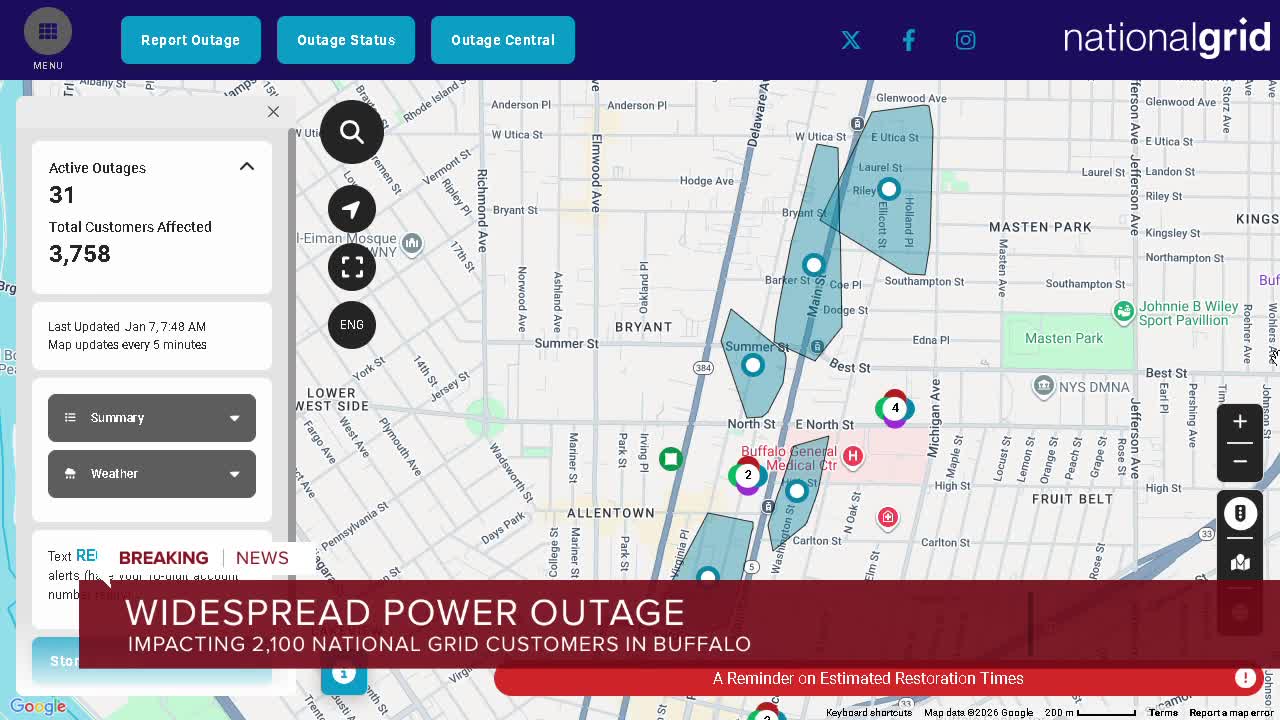 Underground fault leads to thousands without power in the city of Buffalo