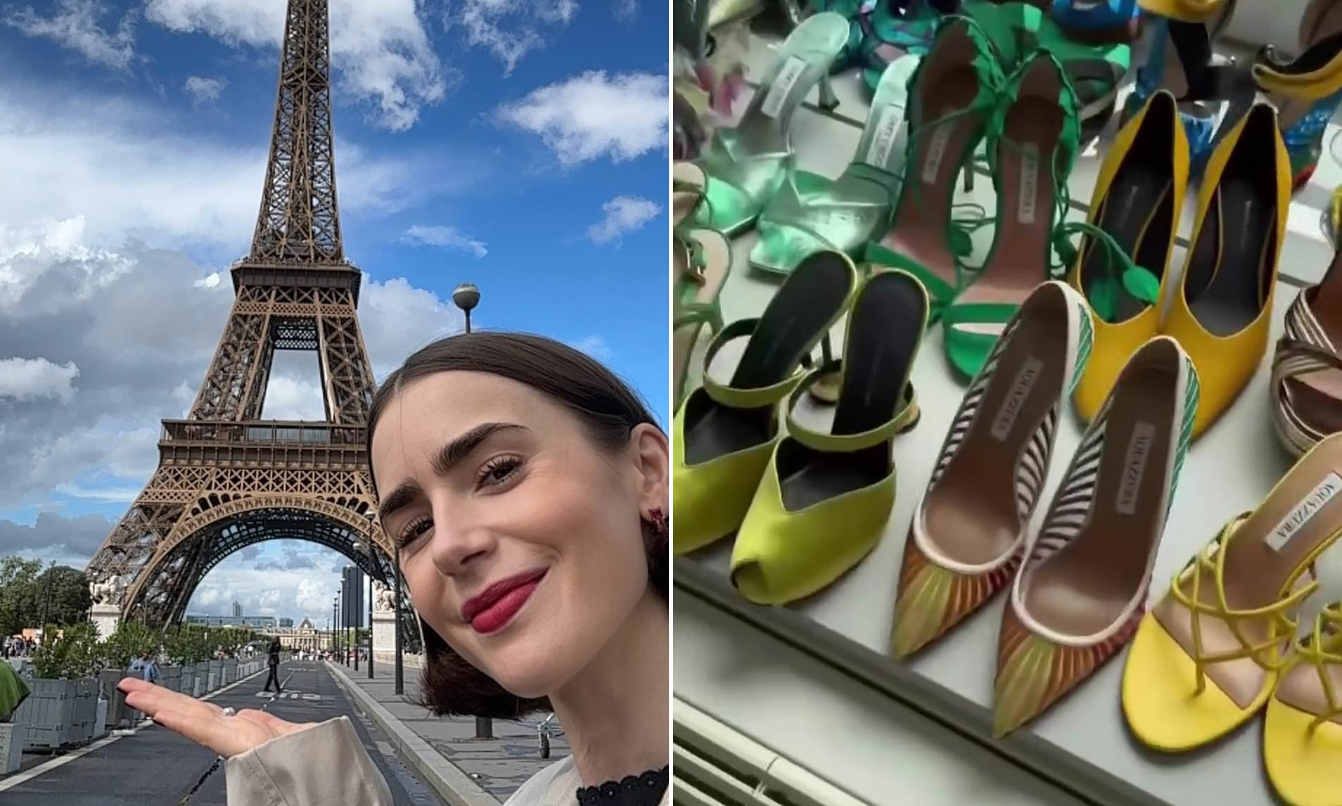 Lily Collins shows off incredible designer shoe collection in BTS clip ...