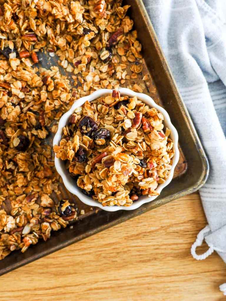 Homemade cherry pecan granola