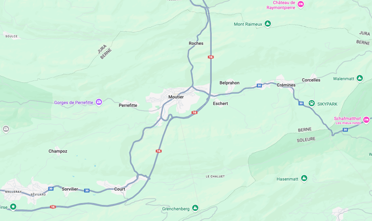 Moutier reste bernoise sur Google Maps et Apple Plans