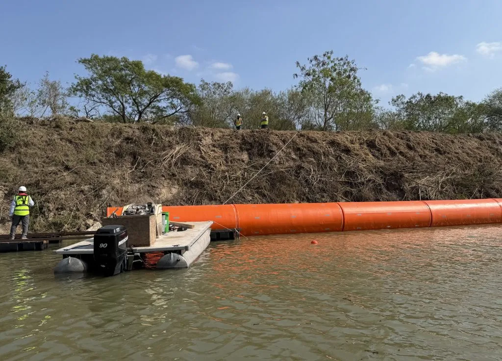 First look at wall of buoys installed in river at Texas border