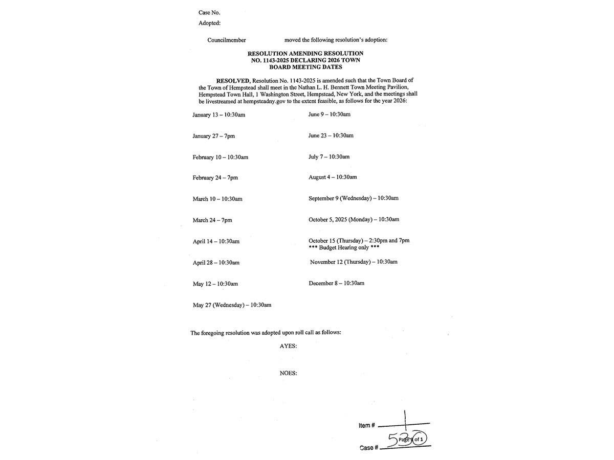 Town of Hempstead board meeting roundup: Meeting calendar, roadways ...