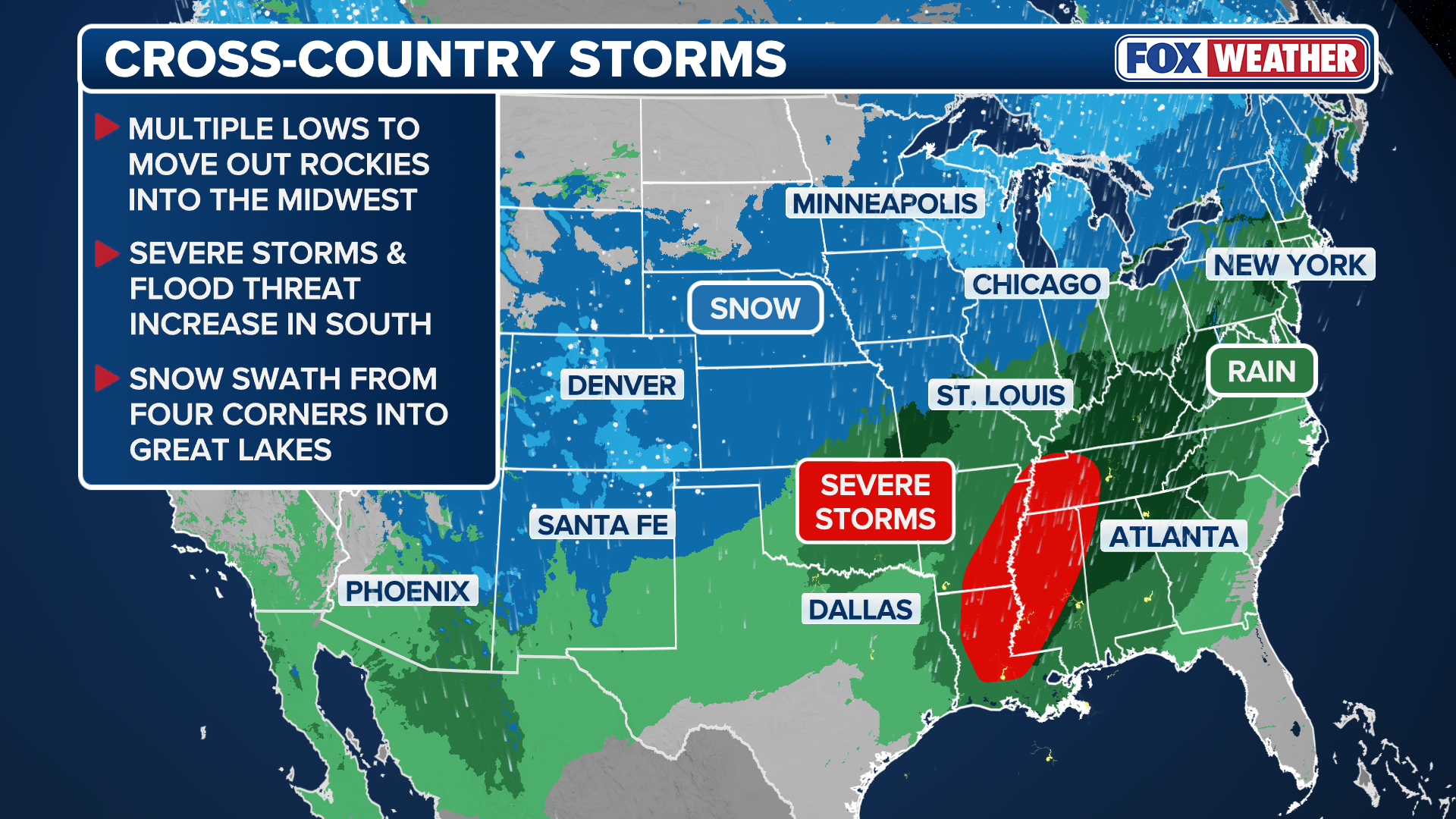 Rounds of snow to stretch from Four Corners to the Great Lakes ...