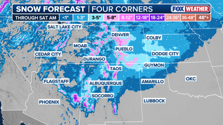 Rounds of snow to stretch from Four Corners to the Great Lakes ...