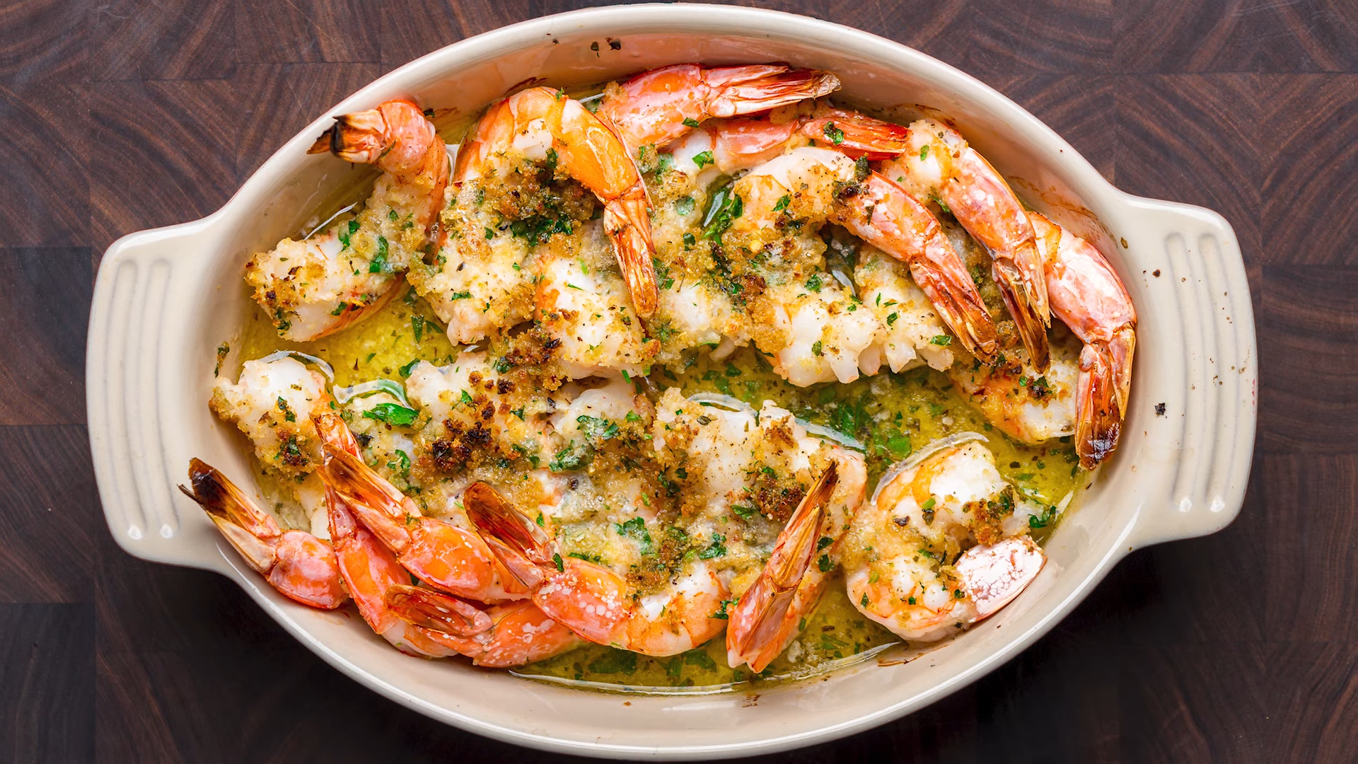 Shrimp oreganata - baked shrimp with garlic butter breadcrumbs