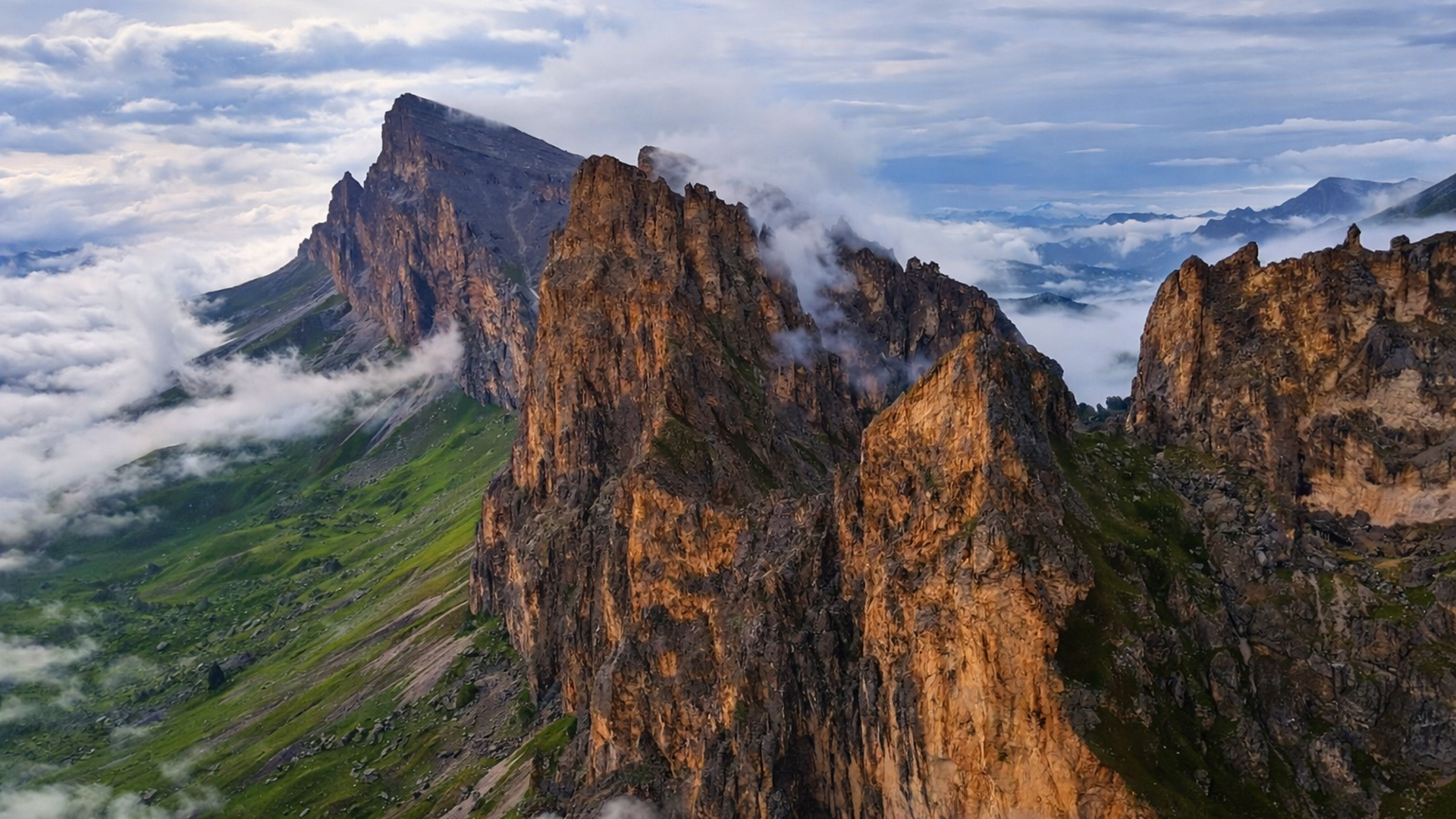 How do mountains and meadows shape the Caucasus landscape?