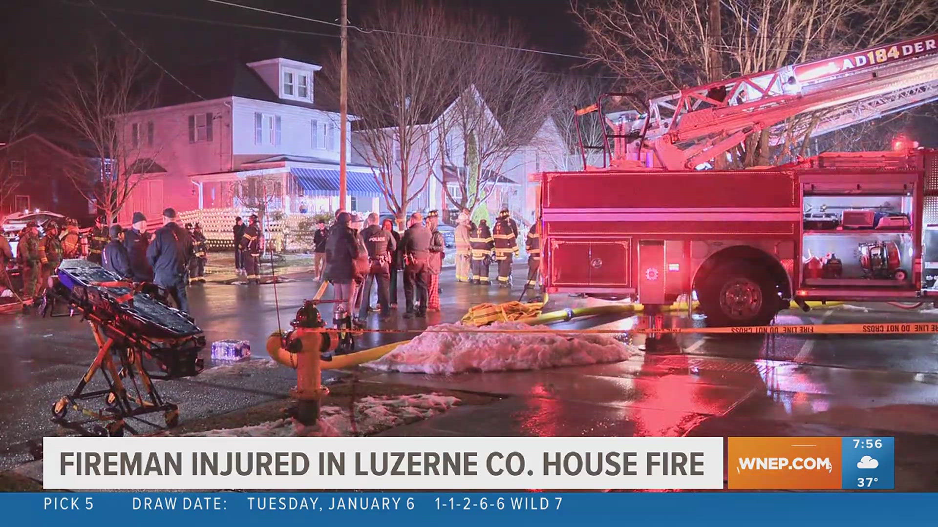 Firefighter injured after fall from ladder during West Pittston house fire
