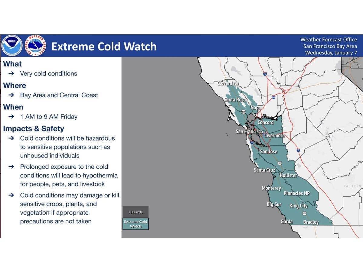 'Extreme cold' snap warning on the way for Bay Area: NWS