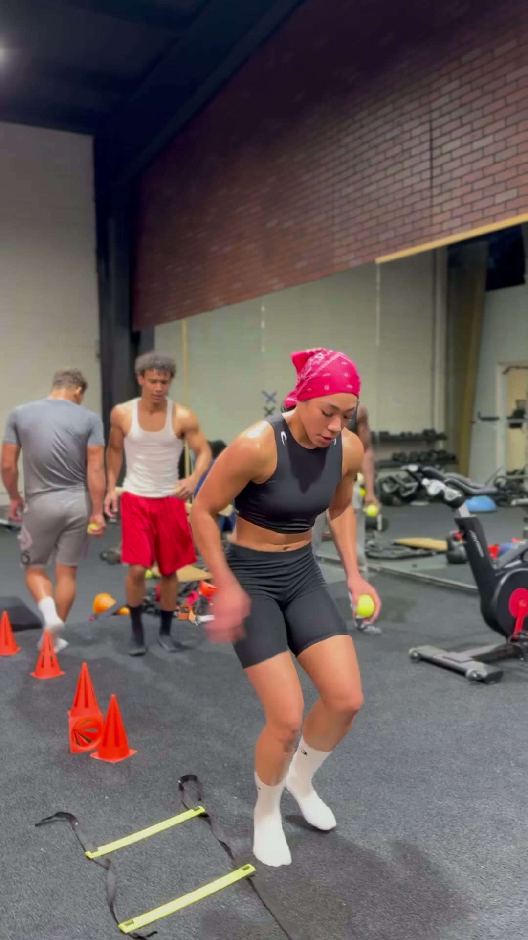 Alycia Baumgardner shows off the quick feet working speed and agility ...