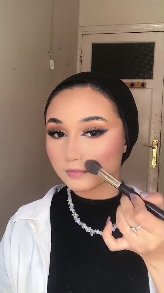 Soft glam with bold blue liner makeup tutorial