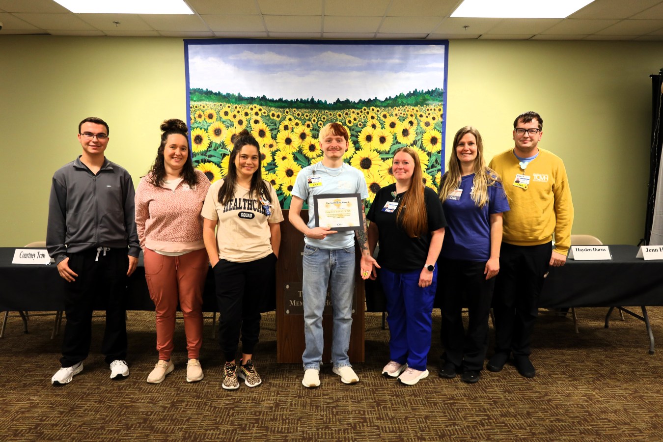 Sunflower award given at hospital