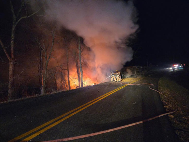 Washington County semi rolls downhill, driver safe