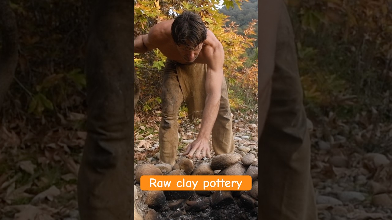 Primitive raw clay pottery