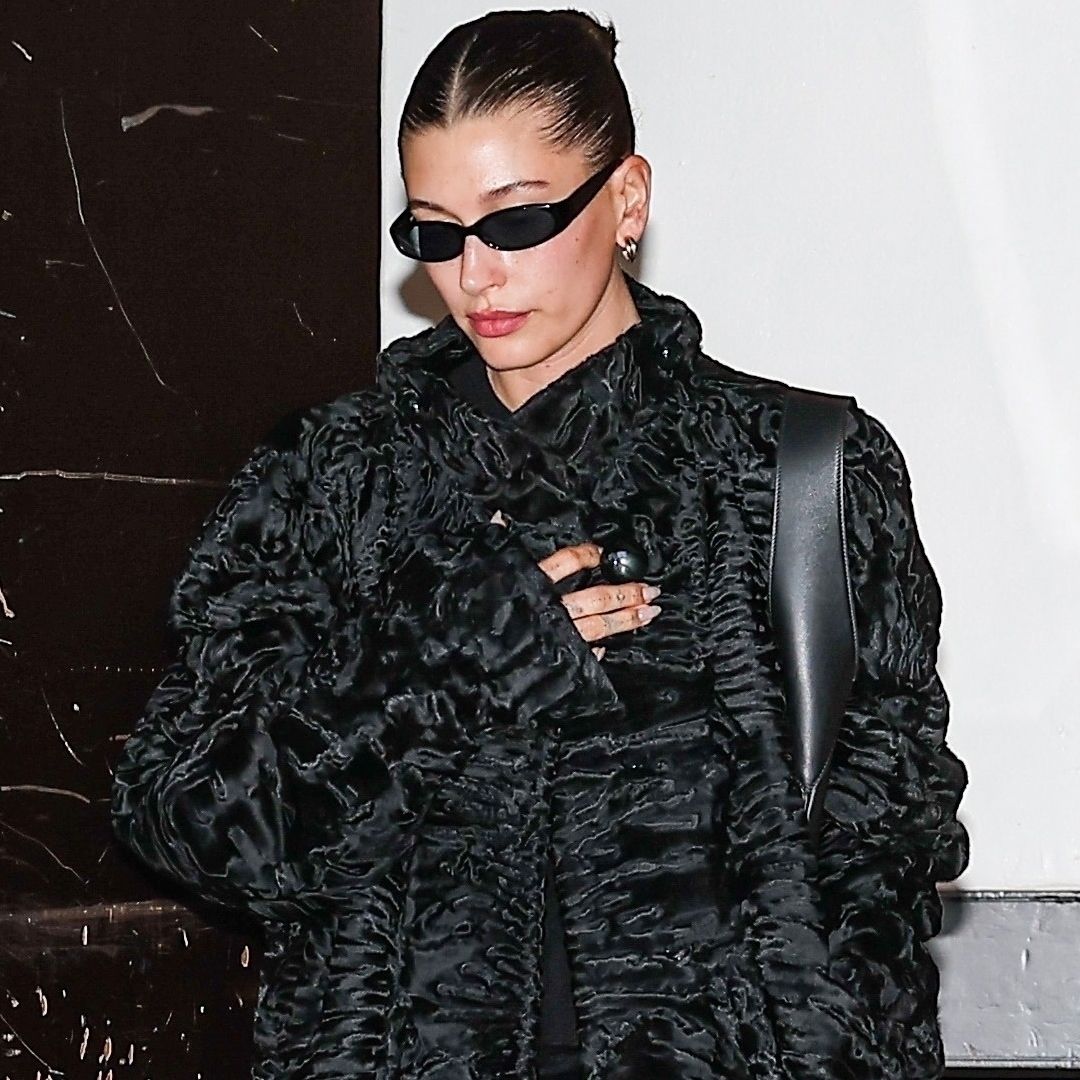 Hailey Bieber gives two rising spring 2026 trends a goth-chic twist