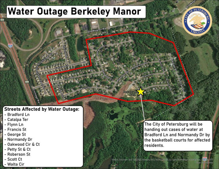 Petersburg neighbors without water due to water line break