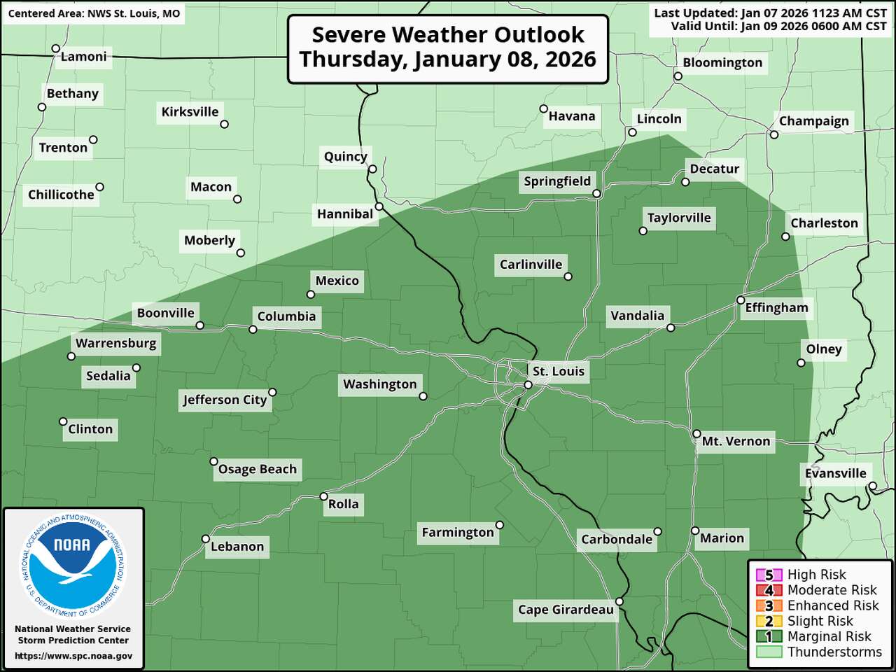 Low-end severe weather possible Thursday evening in the Metro East region