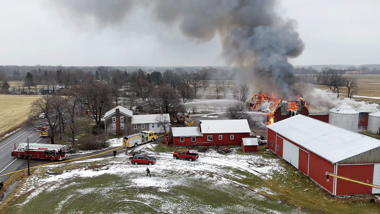 Barn fire on Saunders Settlement Road in Lewiston under investigation