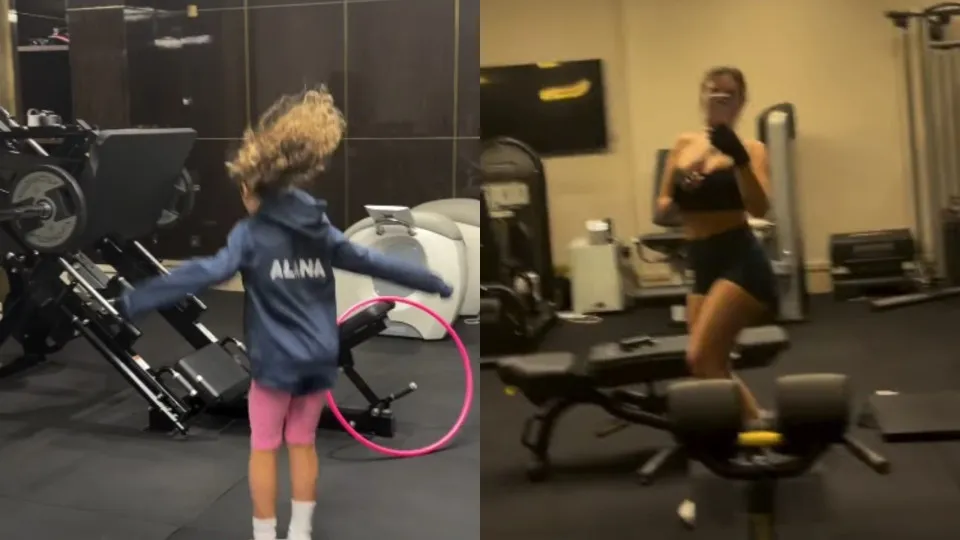 Georgina Rodríguez dá tudo em treino e Alana já acompanha no ginásio