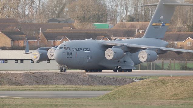 Military movements at US air base RAF Fairford as operation takes place ...