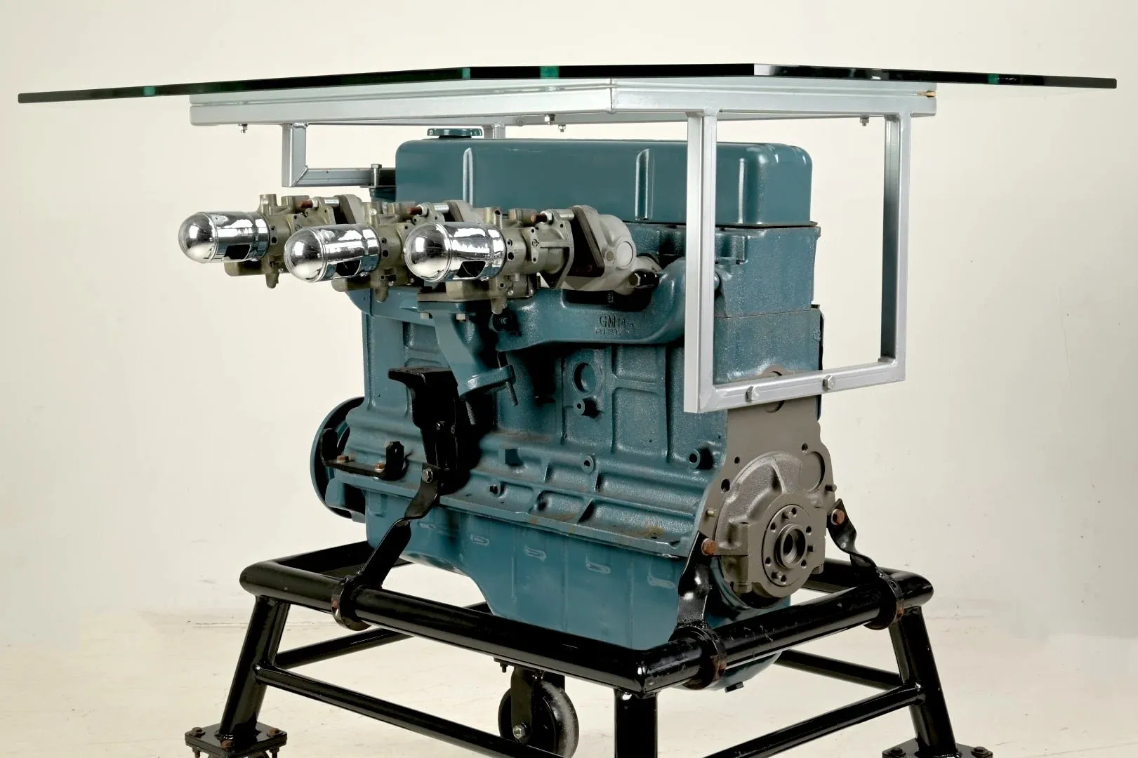 1954 Corvette Blue Flame Six engine finds new life as rolling glass-top ...