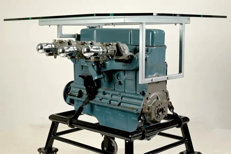 1954 Corvette Blue Flame Six engine finds new life as rolling glass-top ...