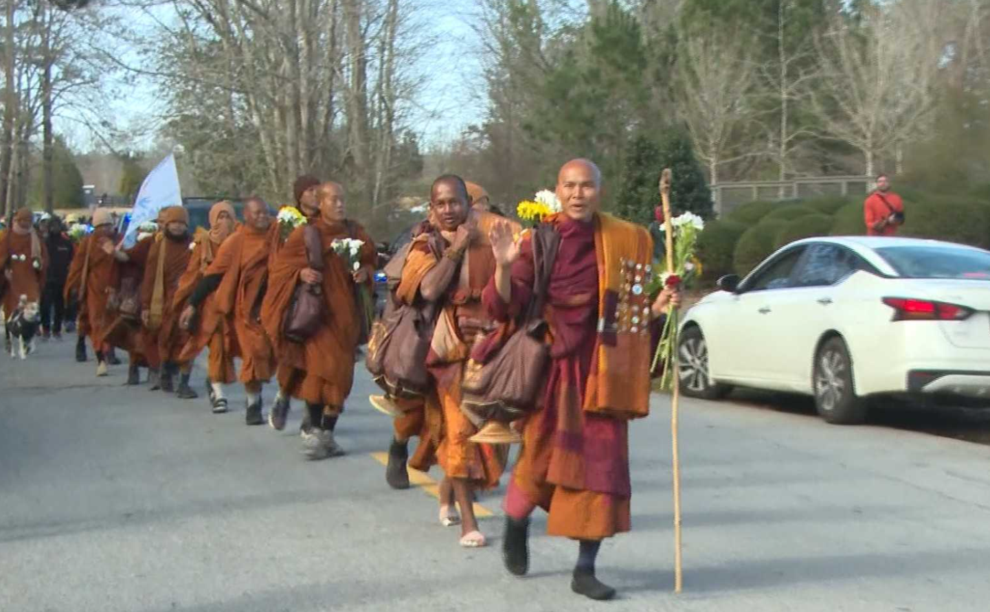 Buddhist monks' 2,300-mile Walk for Peace arrive in North Carolina ...