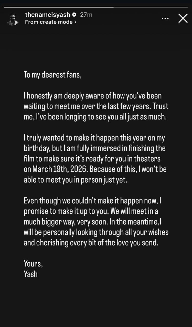 Bad news for Yash fans, as he cancels his 40th birthday meet and greet ...