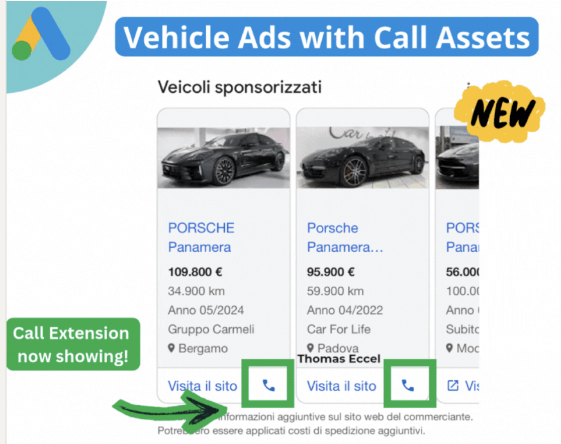 Vehicle ads get a call upgrade
