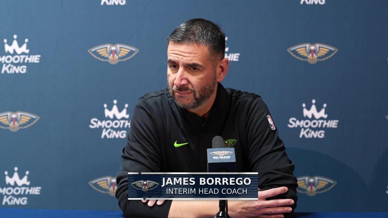 LAL 111, NOP 103: Pelicans coach James Borrego postgame media availability