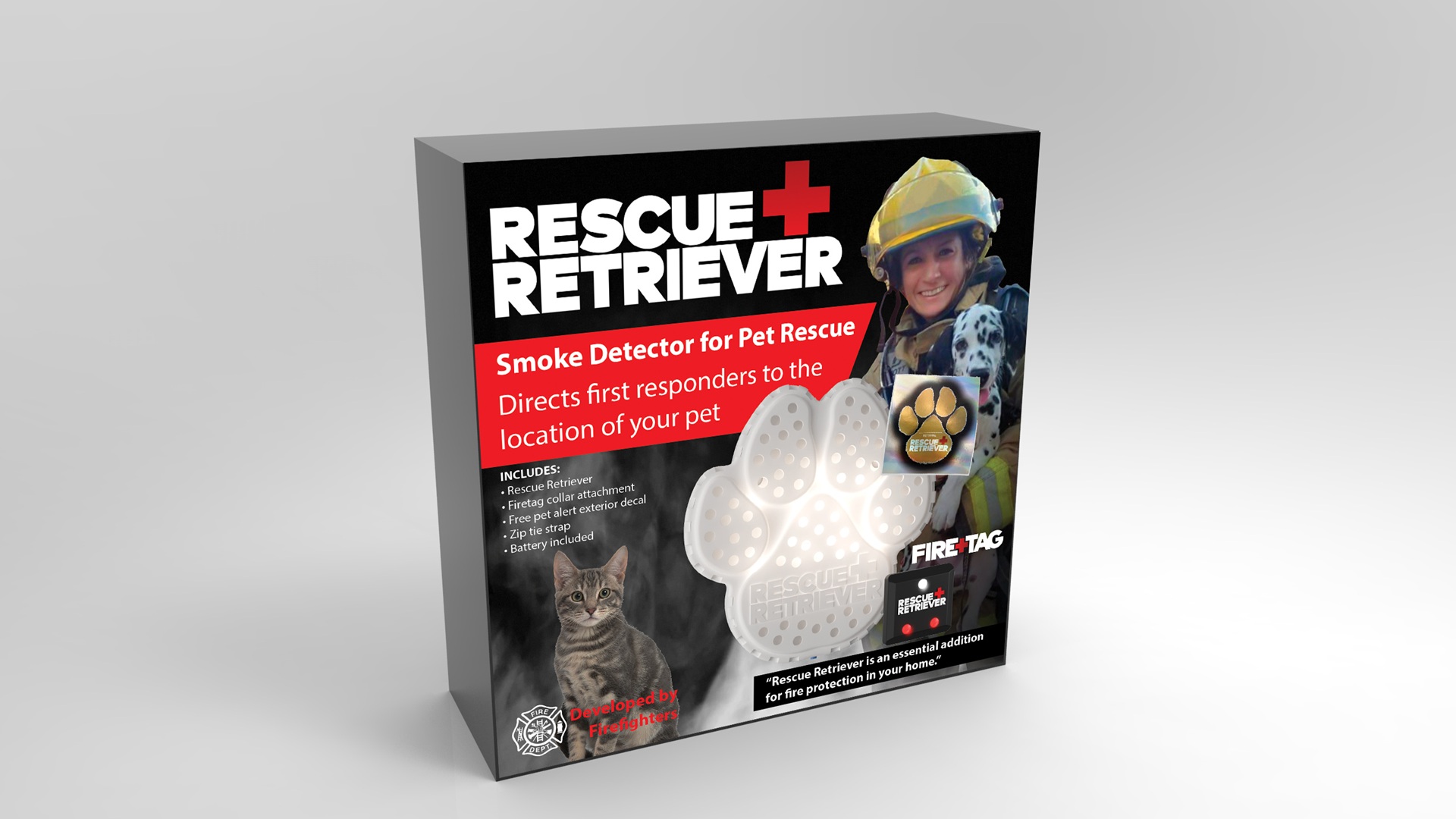 Paw-shaped smoke detector helps firefighters find pets trapped in fires