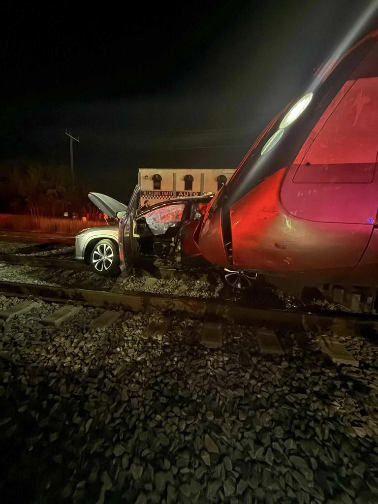 Brightline train collides with unoccupied vehicle in Stuart