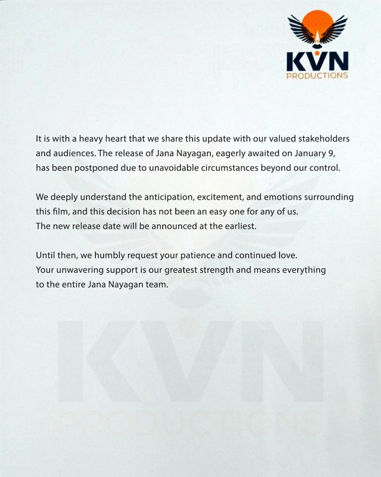 Circumstances beyond control: Jana Nayagan makers speak out on film's ...