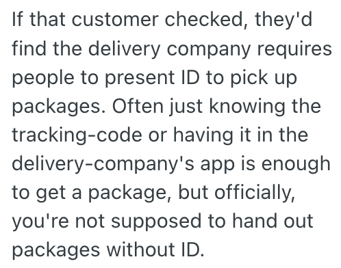 Woman had missed a delivery and had to collect her parcel from a store ...