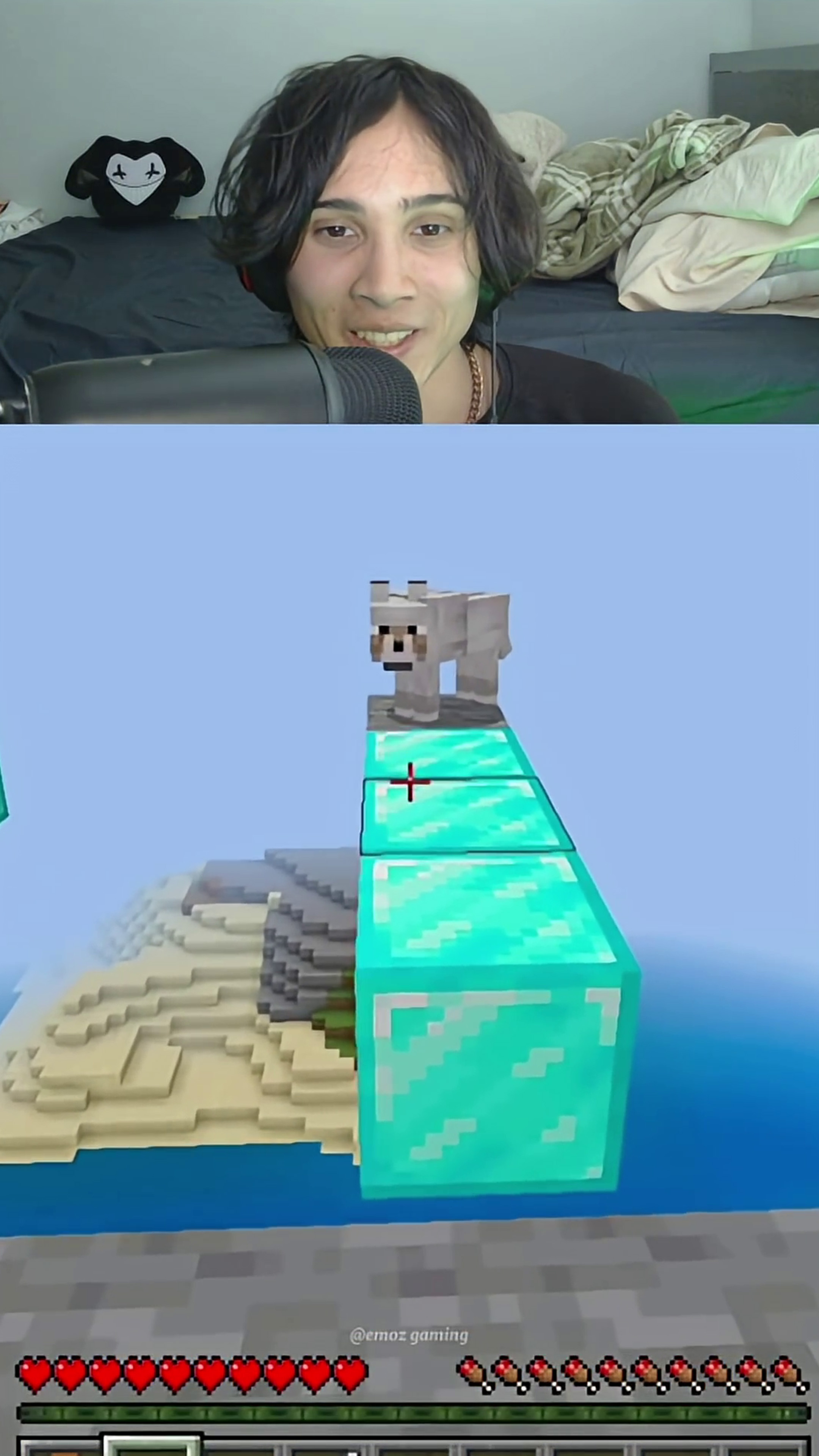Choosing between a dog and diamonds in Minecraft