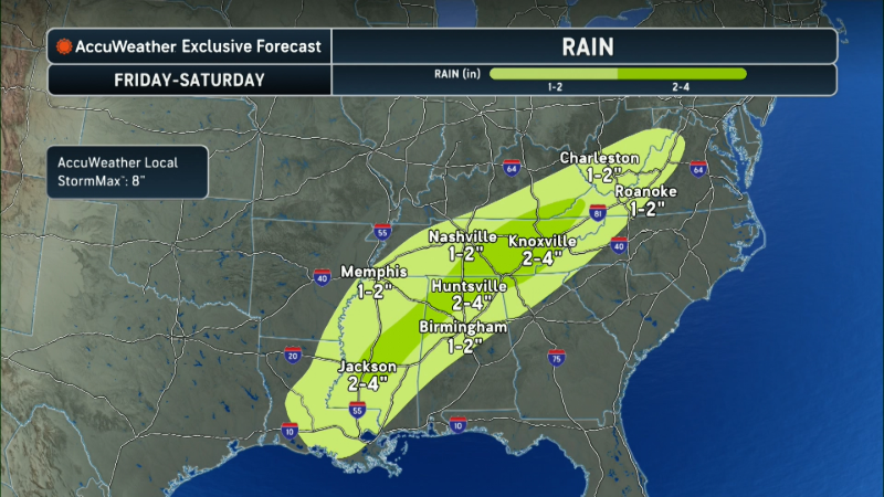Cross-country storm to drench the Southeast