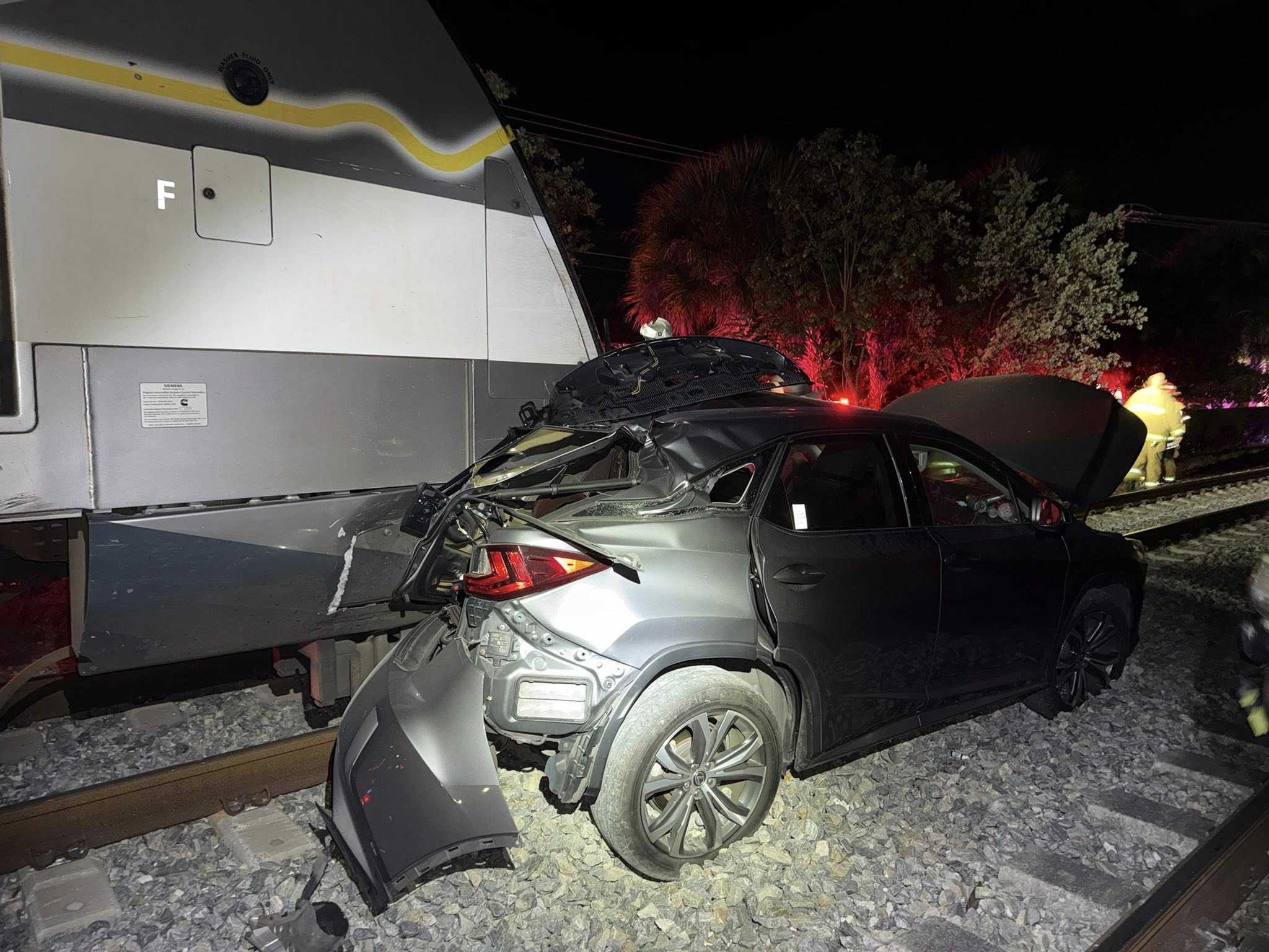 Brightline train collides with unoccupied vehicle in Stuart