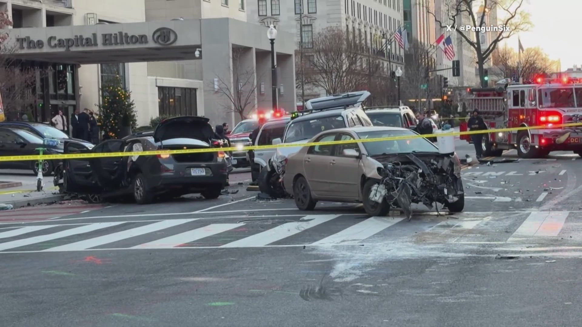 1 killed in 5-car crash in downtown DC