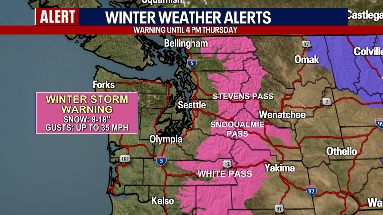 Seattle weather: Heavy mountain snow, scattered showers Thursday