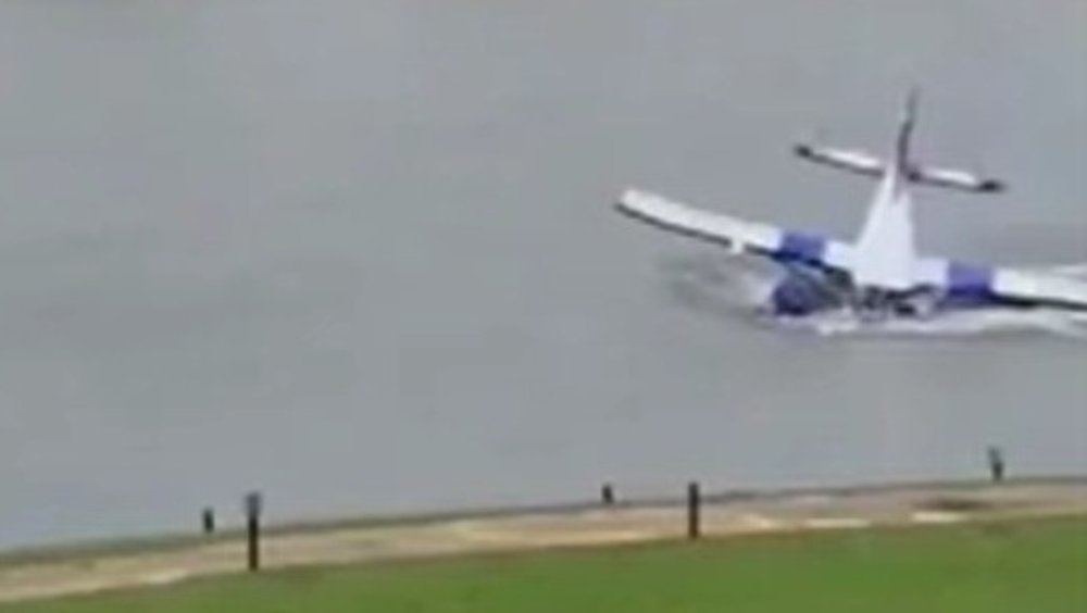 Seaplane crashes into lake during landing