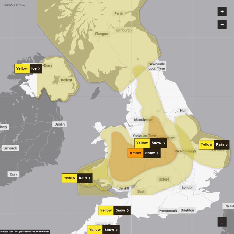 Sheffield snow: Amber weather warning for heavy snow and sleet as Storm ...